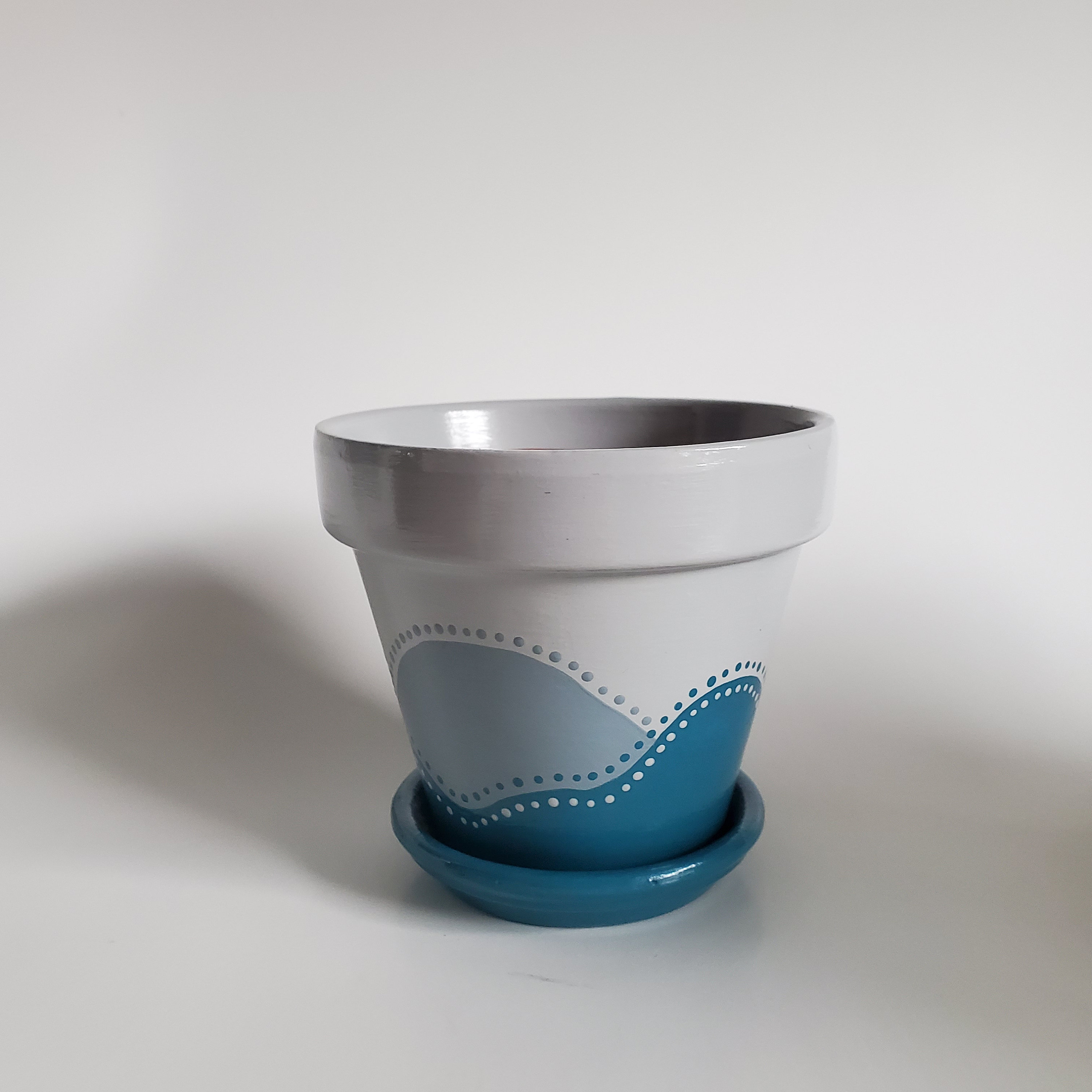 Gray and Blue Waves Planter Flower Pot 4.5" - Etsy