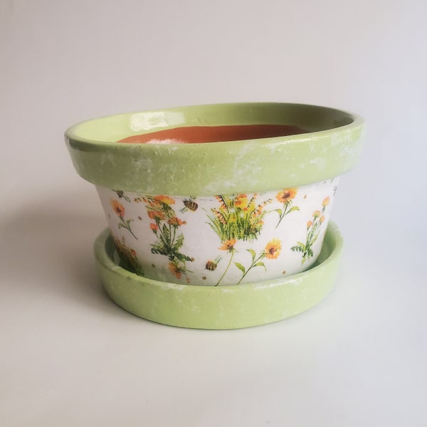 Decoupage Flower Pot - Etsy