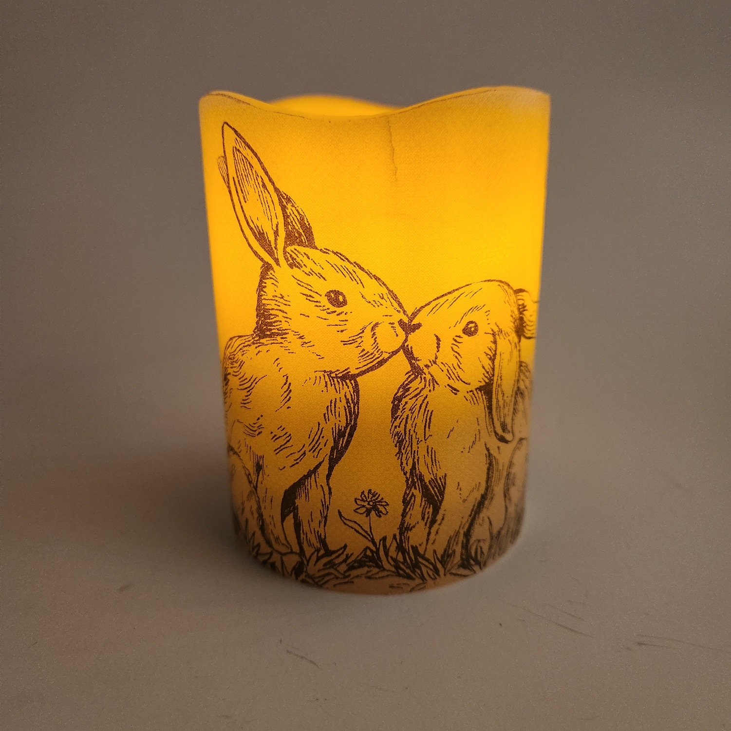 Bunny Kisses Easter LED Flameless Wax Pillar Candle - Etsy