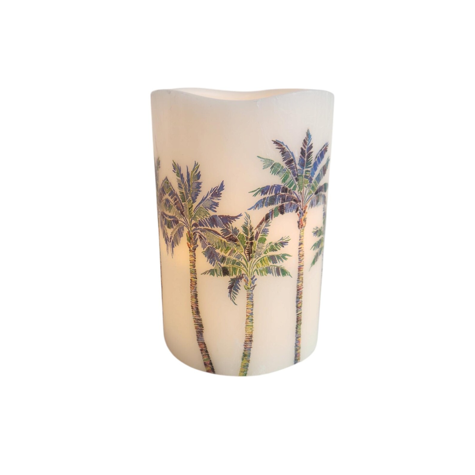 Tropical Palm Tree LED Flameless Wax Pillar Candle - Etsy