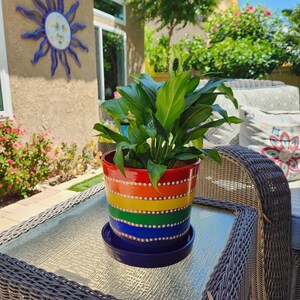 Rainbow Planter Flower Pot 8" Hand Painted - Etsy