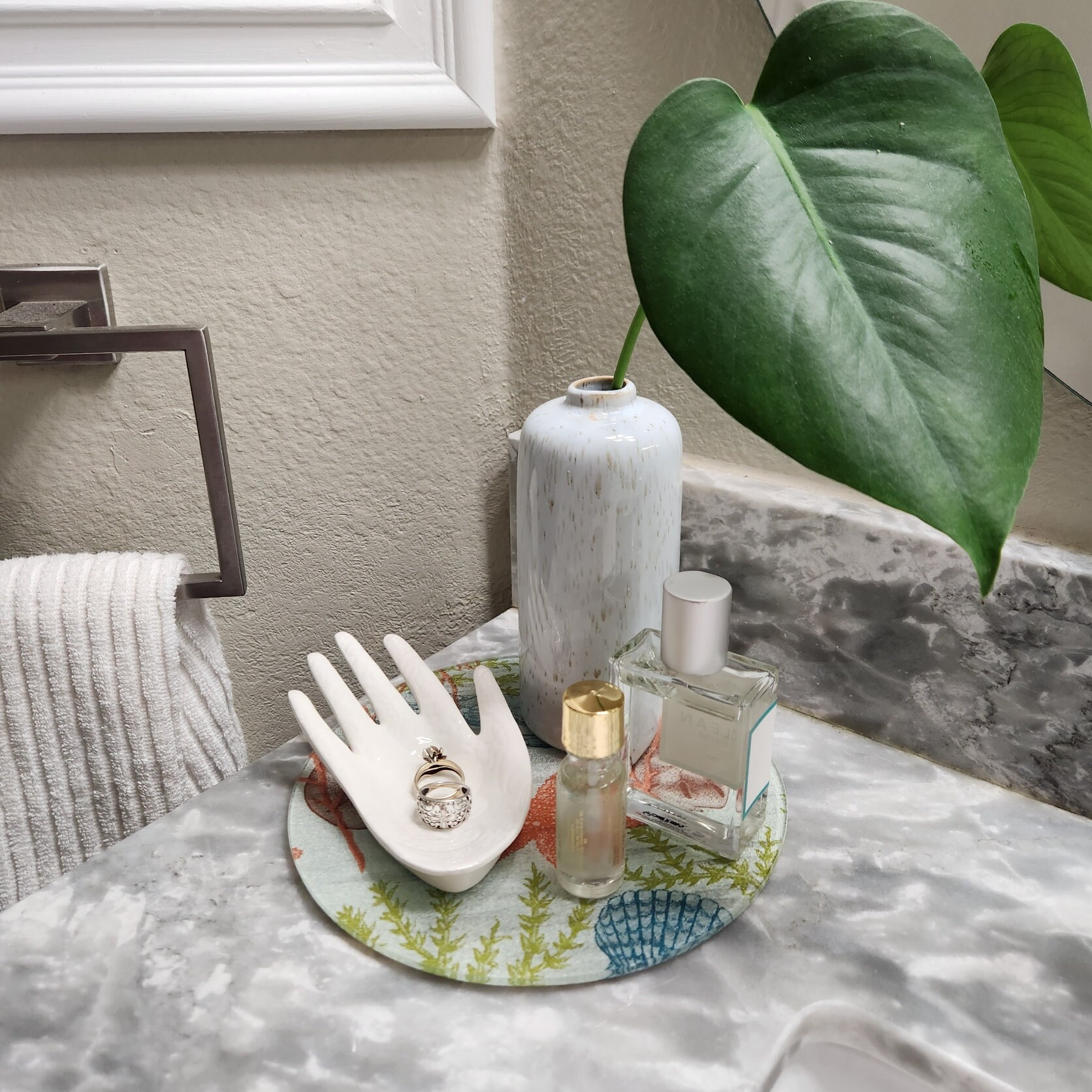 8 Inch Round Beach Ocean Themed Glass Vanity Tray - Etsy