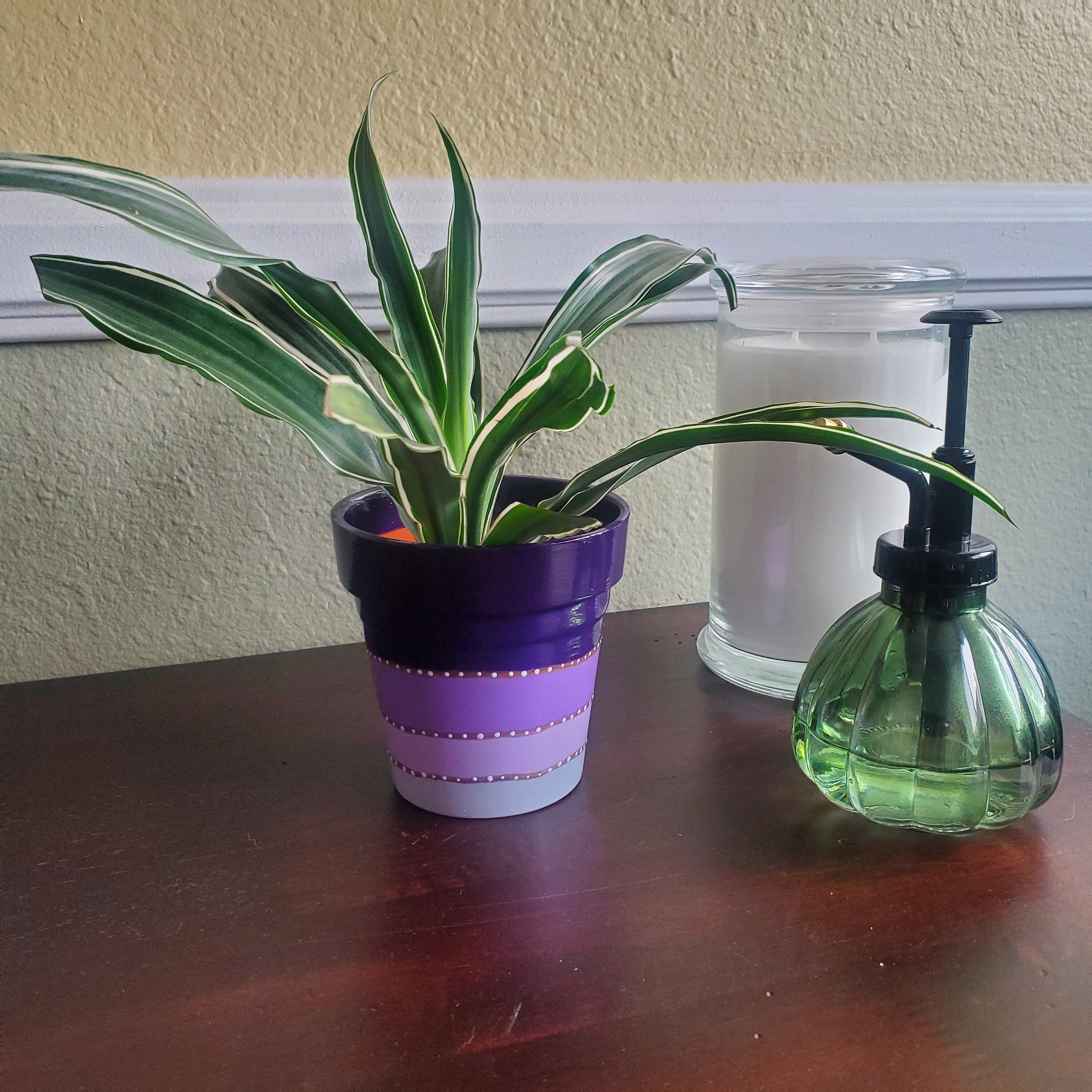 Purple Striped Flower Pot 4 Hand Painted Planter - Etsy