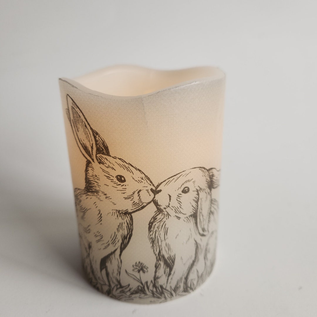 Bunny Kisses Easter LED Flameless Wax Pillar Candle - Etsy