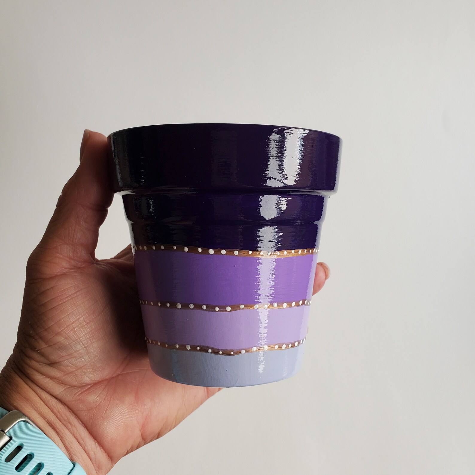 Purple Striped Flower Pot 4 Hand Painted Planter - Etsy