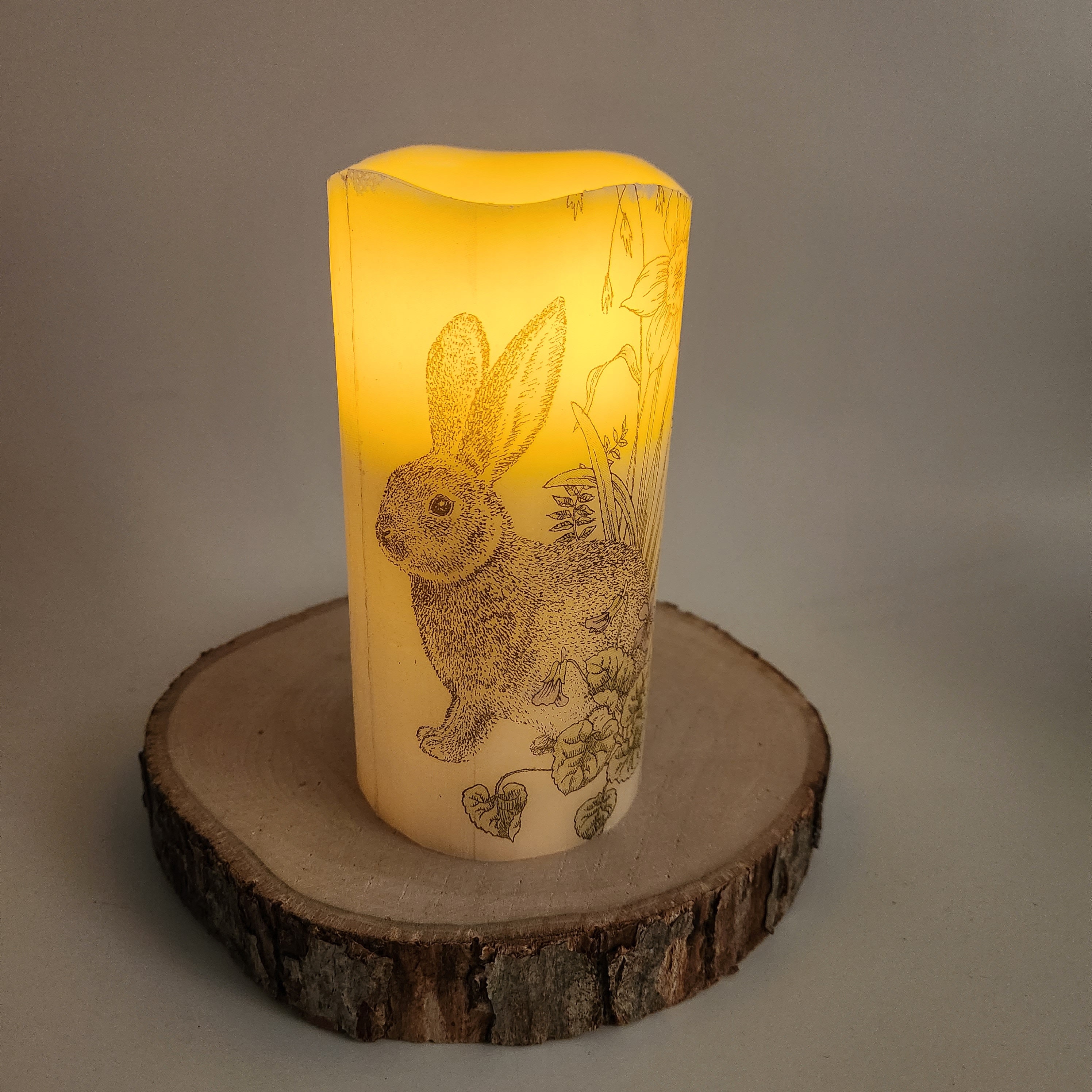 Easter Bunny LED Flameless Wax Pillar Candle - Etsy