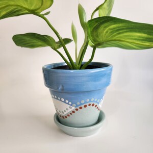 Blue and Sea Green Waves Planter Flower Pot 4.5" - Etsy