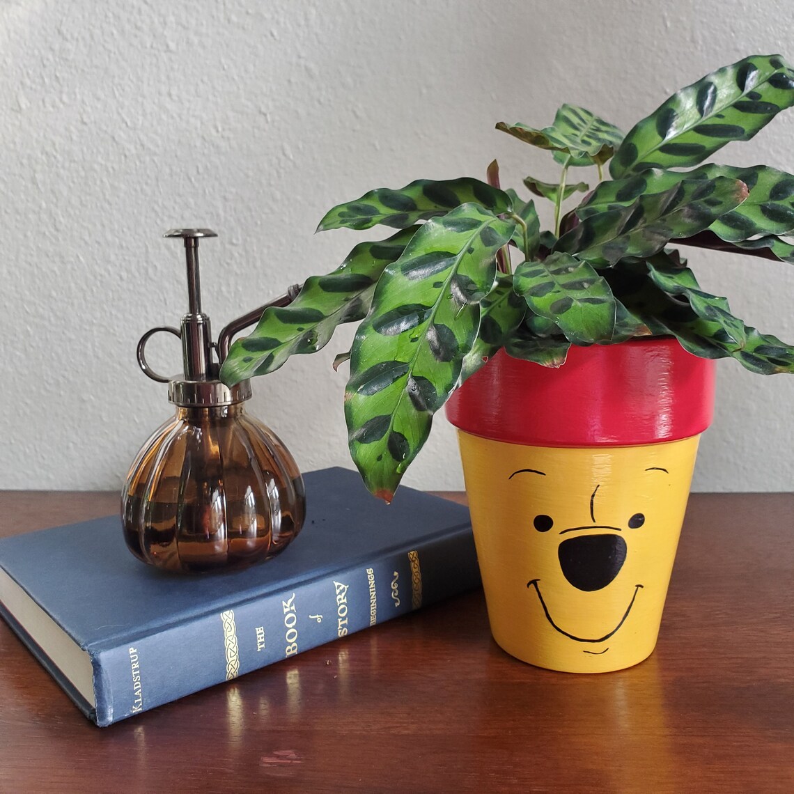 Hand Painted Pooh Bear Face Flower Pot 4.5" - Etsy