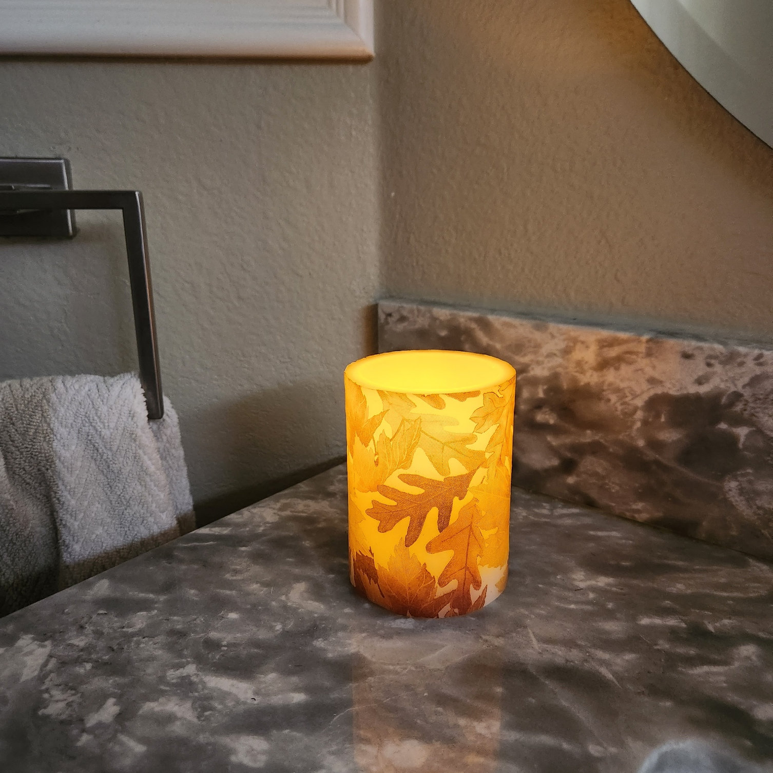 Fall Autumn LED Flameless Wax Pillar Candle Fall Leaves - Etsy