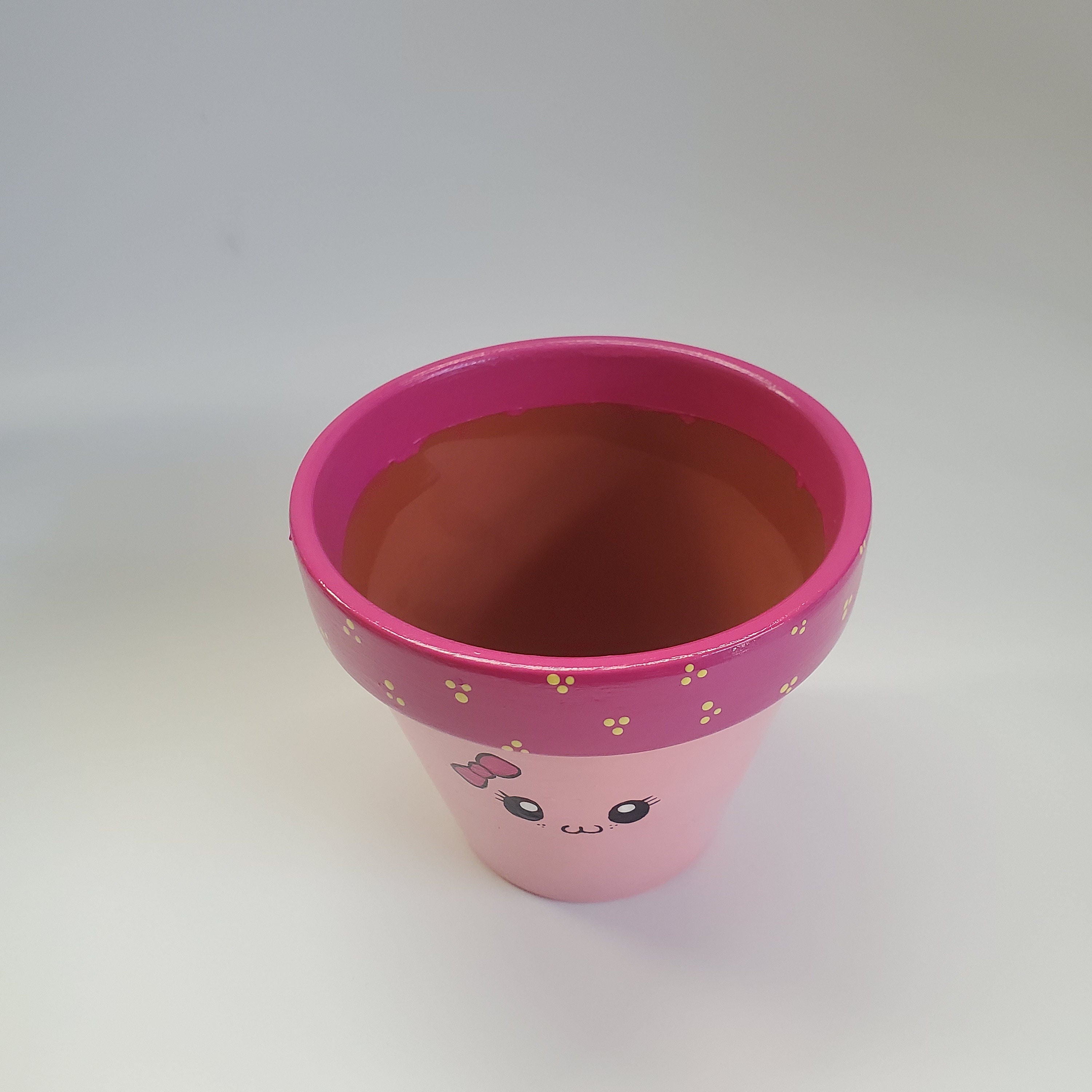 Hand Painted Pink Happy Face Flower Pot - Etsy