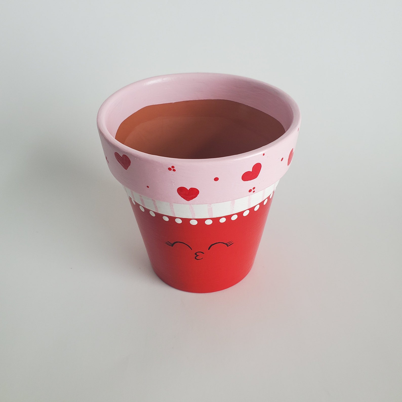 Valentine's Day Kissy Face Flower Pot 4" Hand Painted Planter - Etsy
