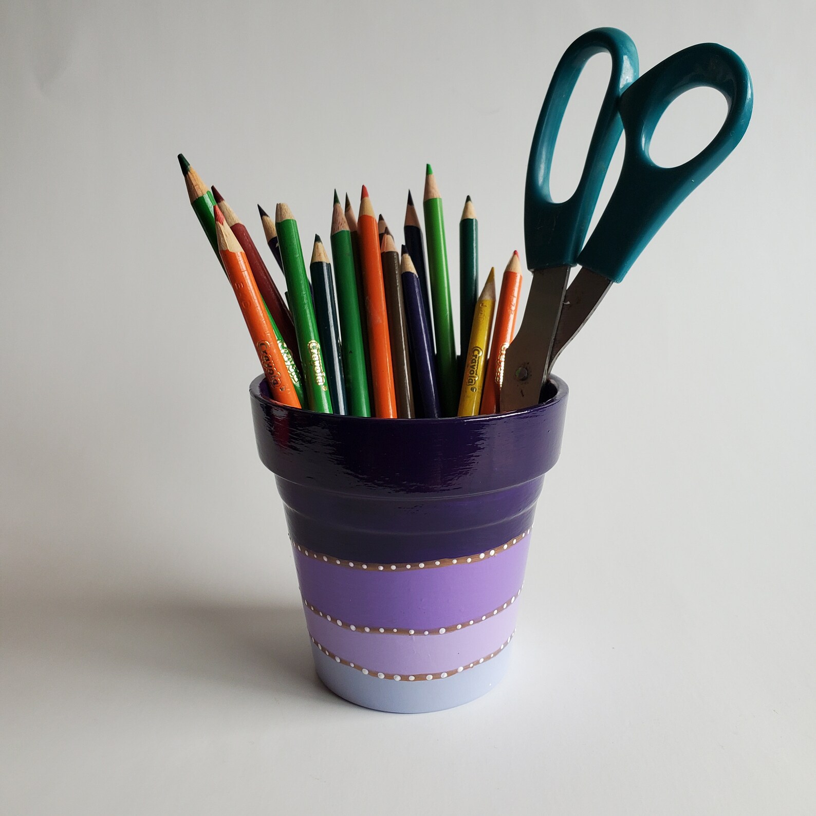 Purple Striped Flower Pot 4 Hand Painted Planter - Etsy