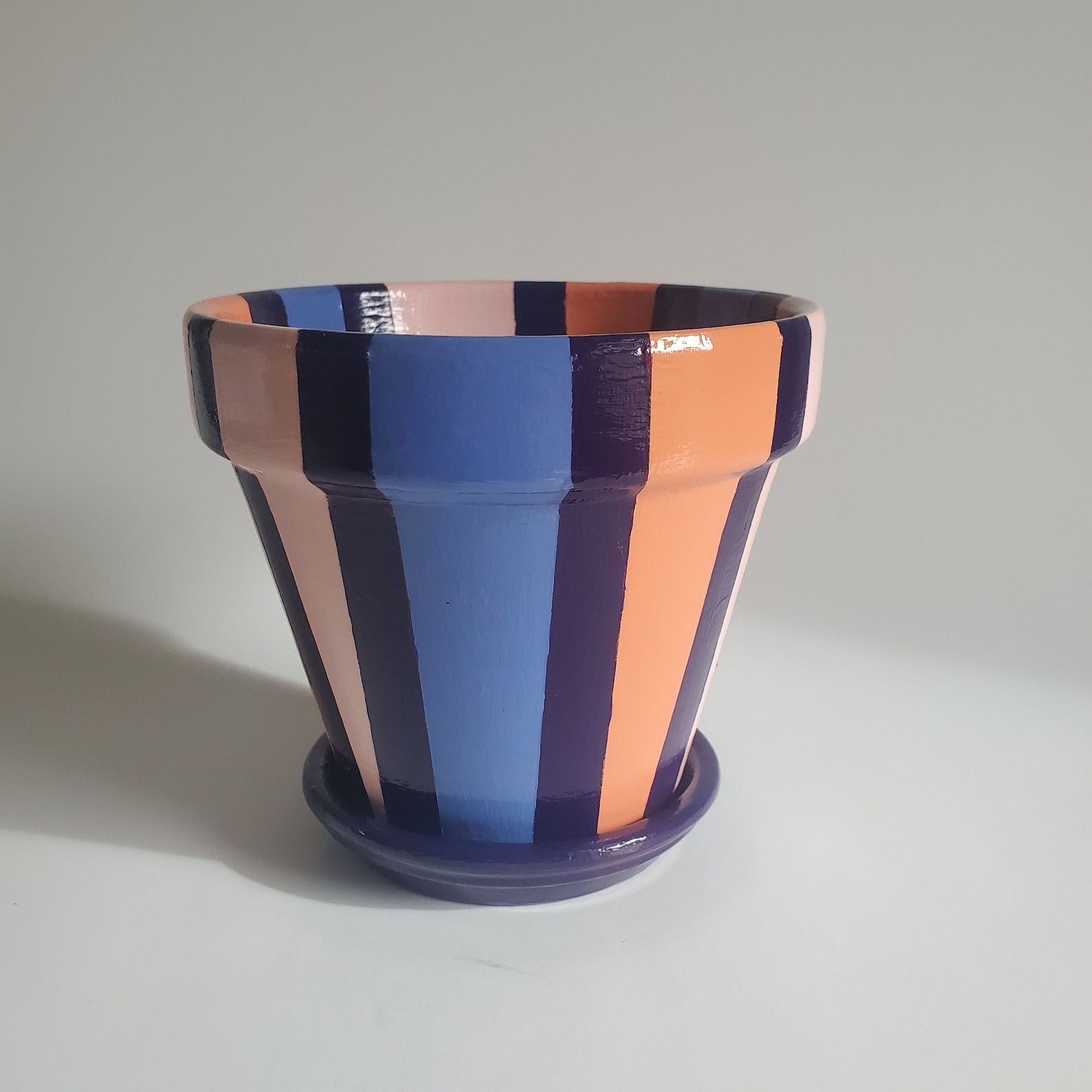 Hand Painted Striped Planter Flower Pot 4.5" - Etsy