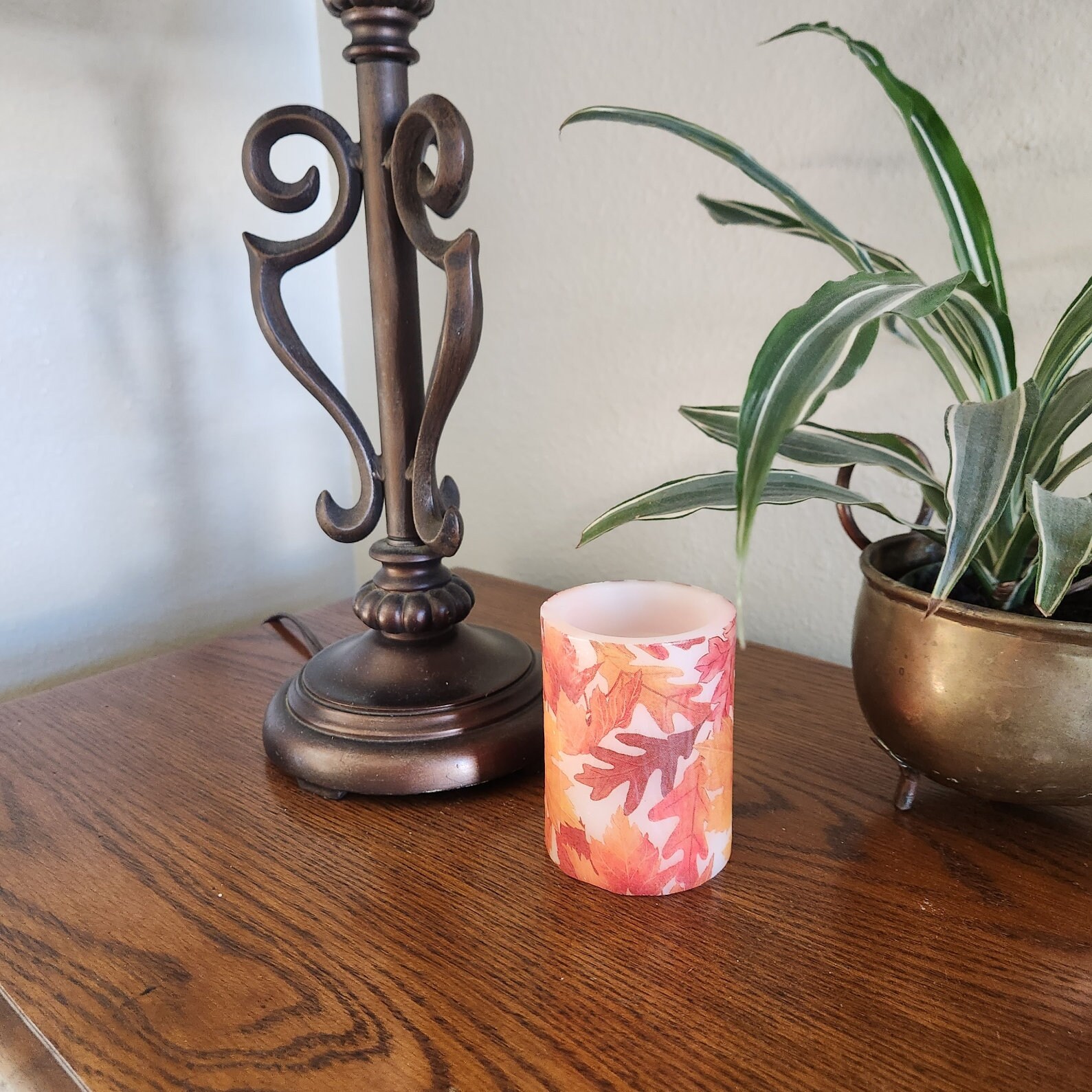 Fall Autumn LED Flameless Wax Pillar Candle Fall Leaves - Etsy