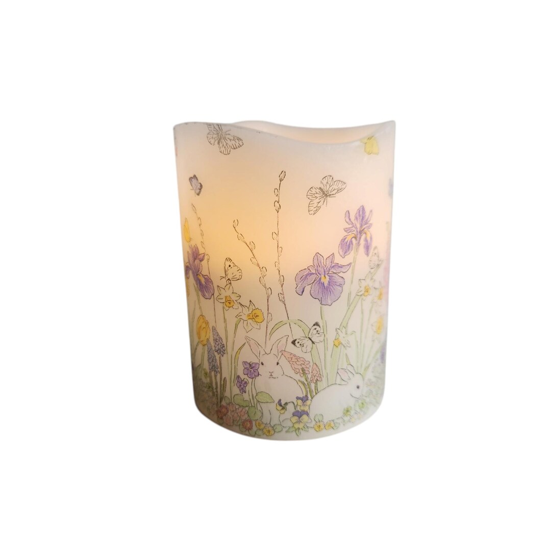 Spring Easter Bunny LED Flameless Wax Pillar Candle - Etsy