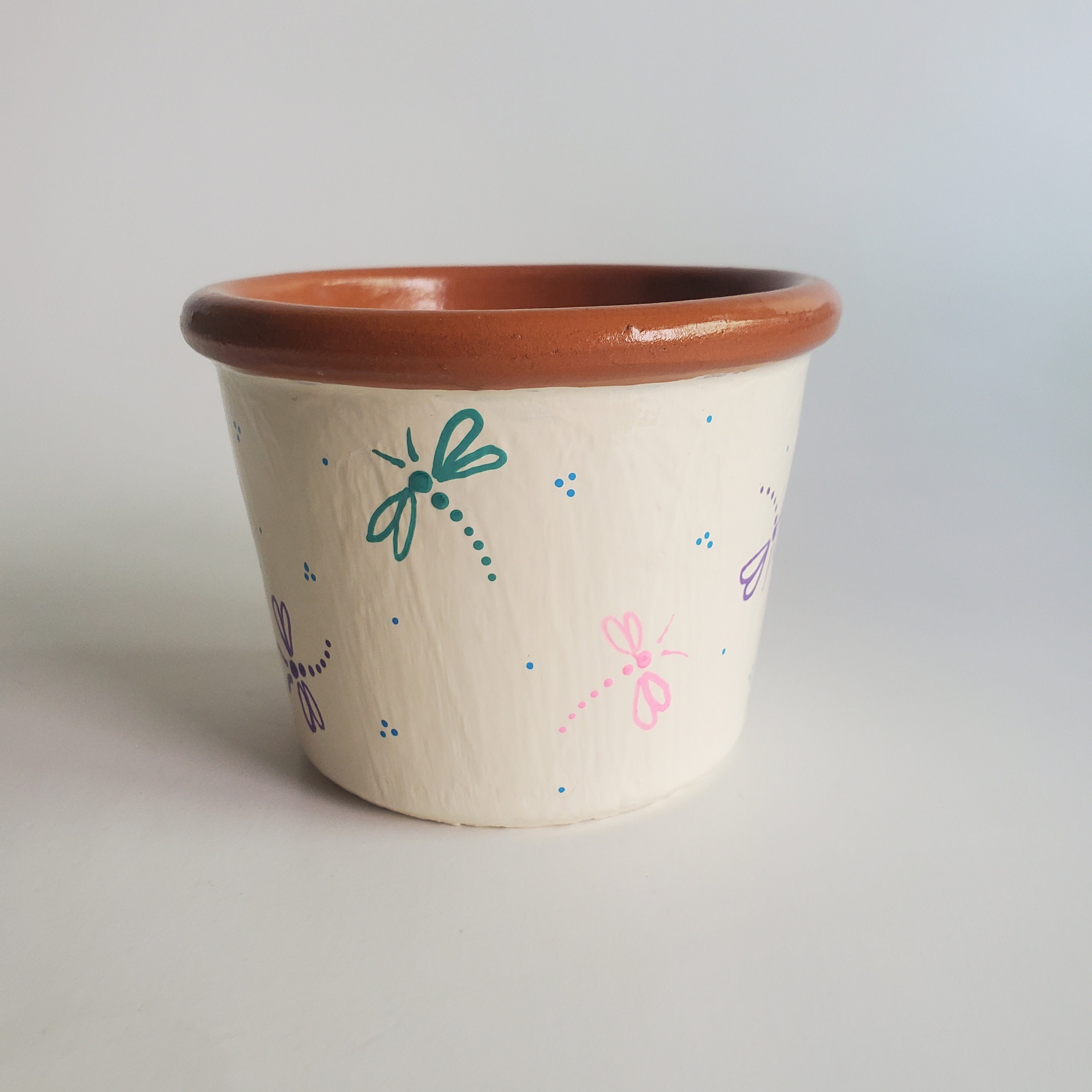 Colorful Dragonfly Planter Pot Hand Painted 3.5 Short | Etsy