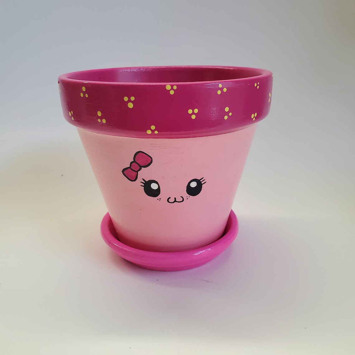 Hand Painted Pink Happy Face Flower Pot - Etsy