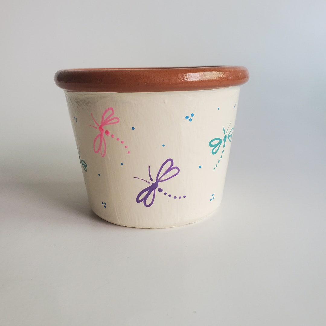Colorful Dragonfly Planter Pot Hand Painted 3.5" Short - Etsy
