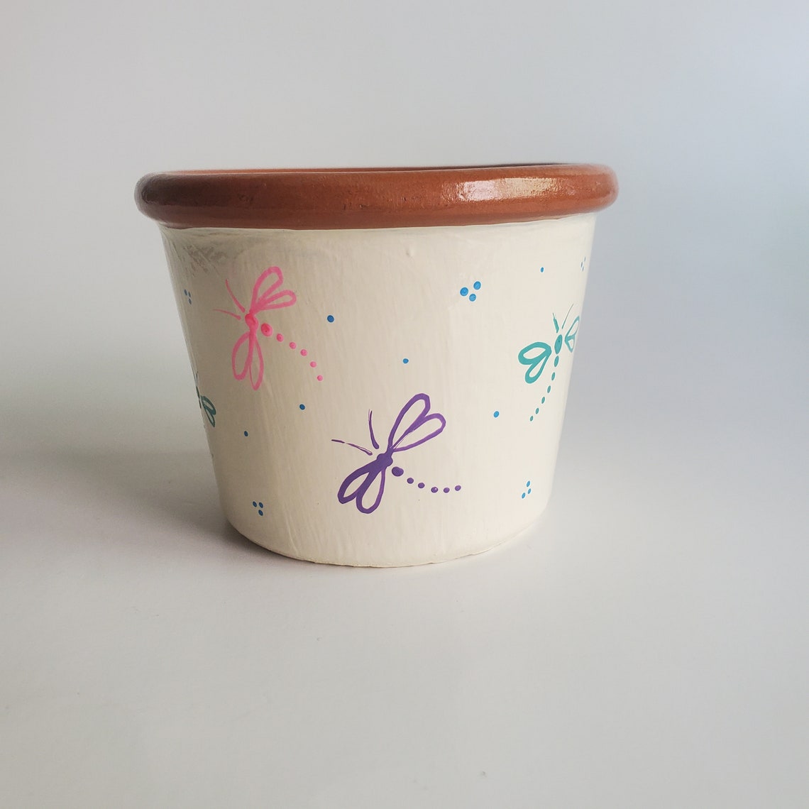 Colorful Dragonfly Planter Pot Hand Painted 3.5 Short | Etsy