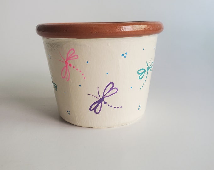 Colorful Dragonfly Planter Pot Hand Painted 3.5" Short - Etsy