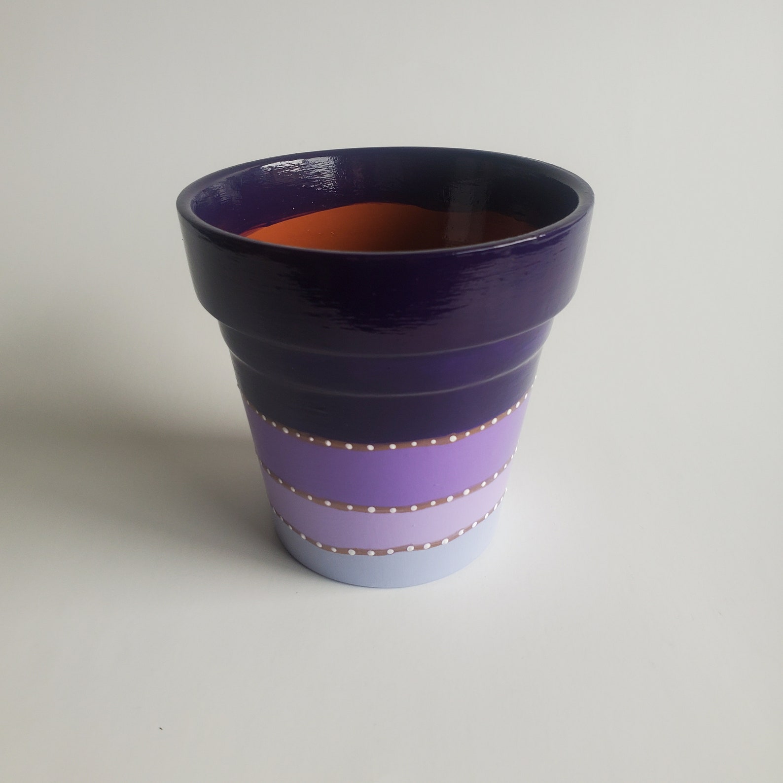 Purple Striped Flower Pot 4 Hand Painted Planter - Etsy
