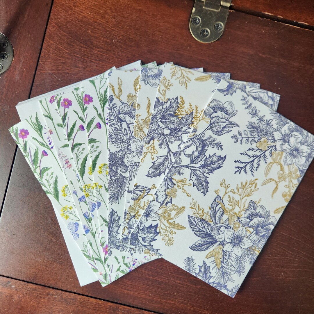 Pretty Floral Blank Greeting Card Note Card Set of 8 - Etsy