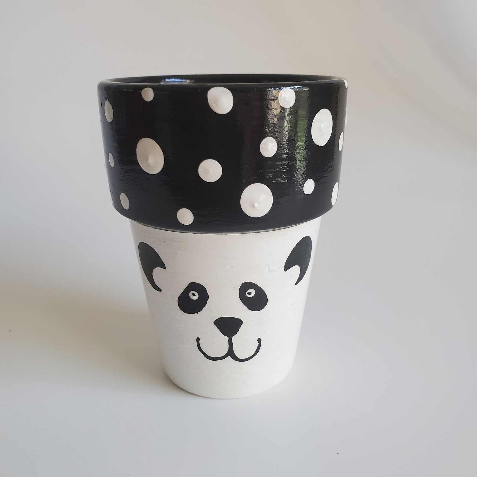 Hand Painted Panda Bear Face Flower Pot 3 - Etsy