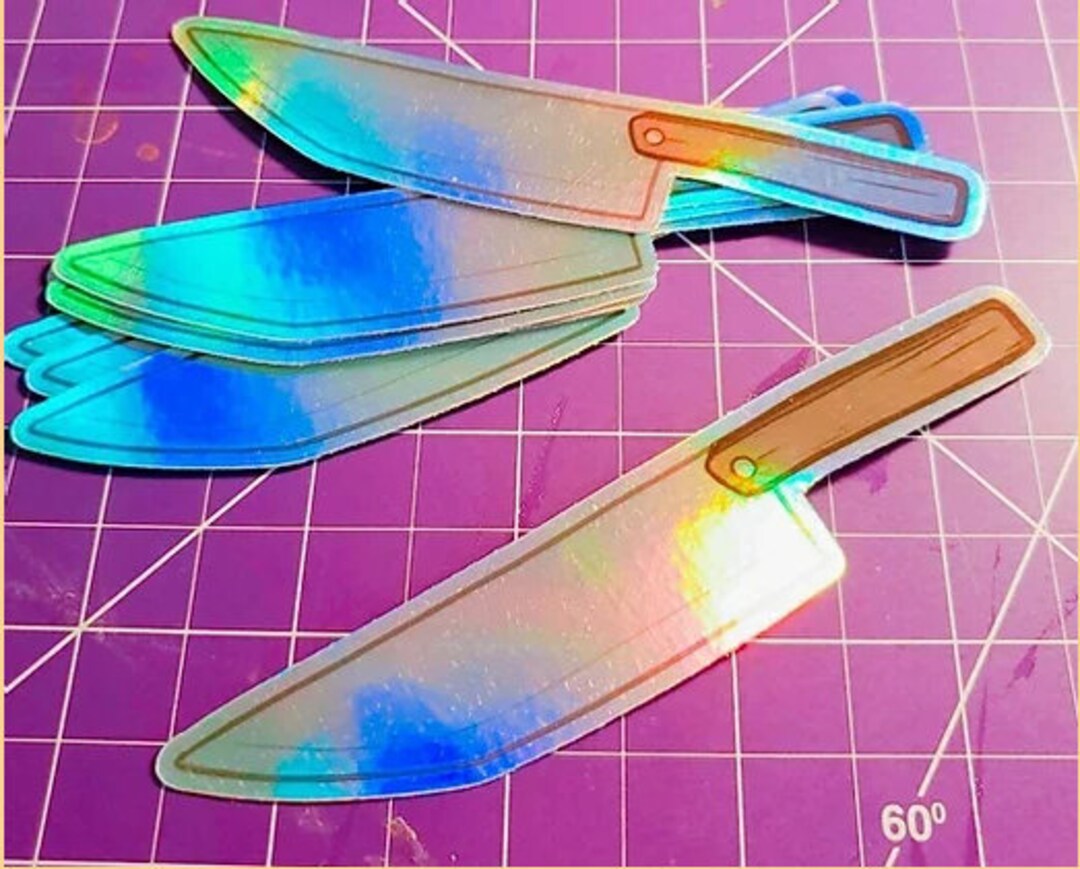 Knife Holographic Sticker - Etsy