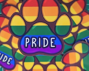 LGBTQ Pride Flag Paw 1.5 Vinly Stickers Cute, Pride, Furry Sticker, Gay ...