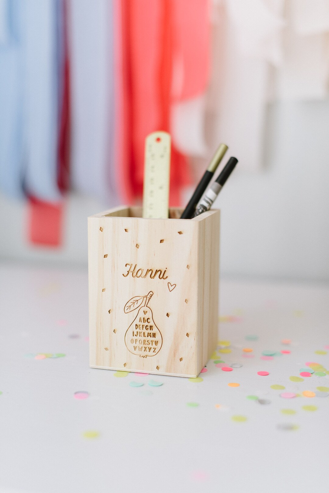 Pen Box 'school Child Confetti Name' - Etsy