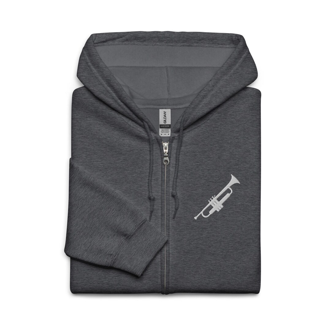 Custom Trumpet Embroidery Zip Hoodie for Musicians and Music Lovers - Etsy