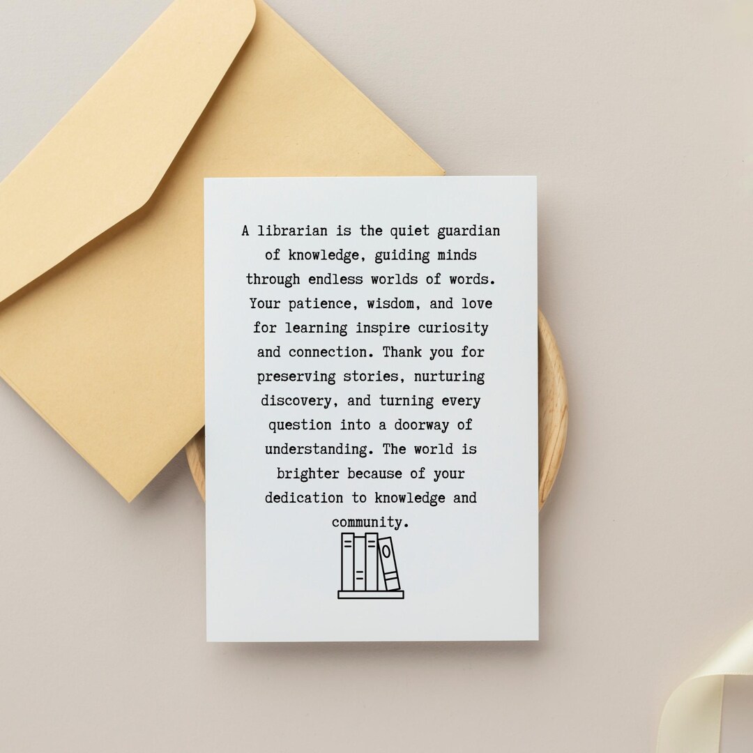 Librarian Greeting Card, Book Lover Card, Library Gift - Etsy