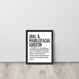 Oral Surgeon Definition Framed Art Print: Maxillofacial Decor - Etsy