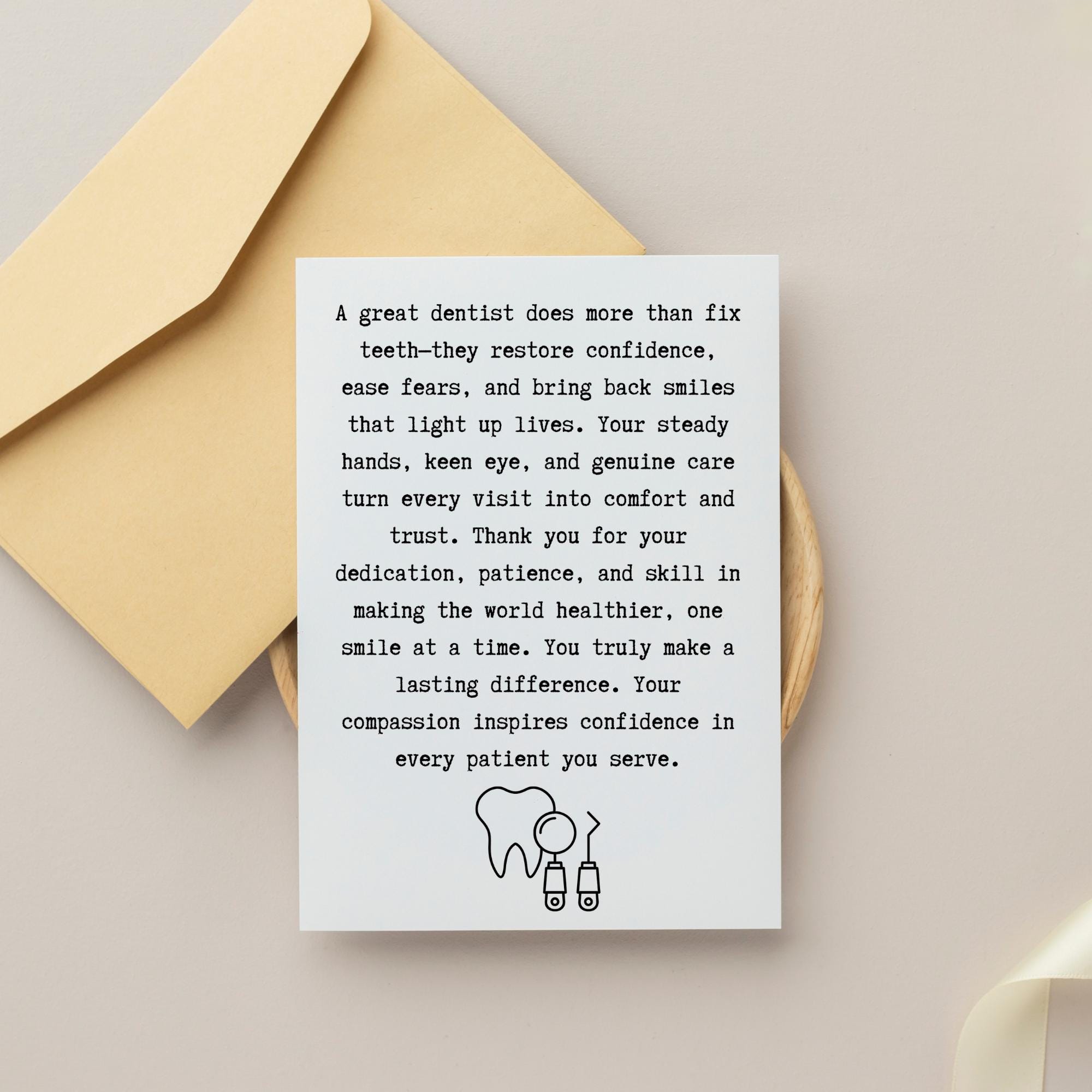 Dentist Appreciation Greeting Card | Thank You Dentist Card | Dental ...