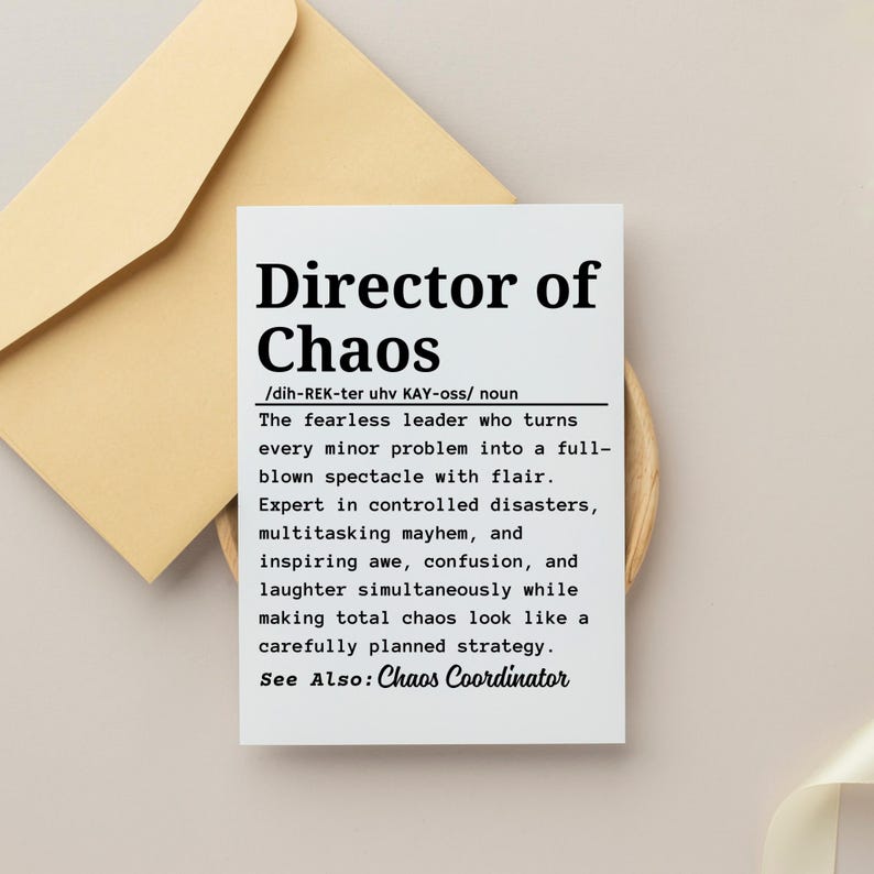 Director of Chaos Greeting Card, Funny Office Card for Coworkers ...