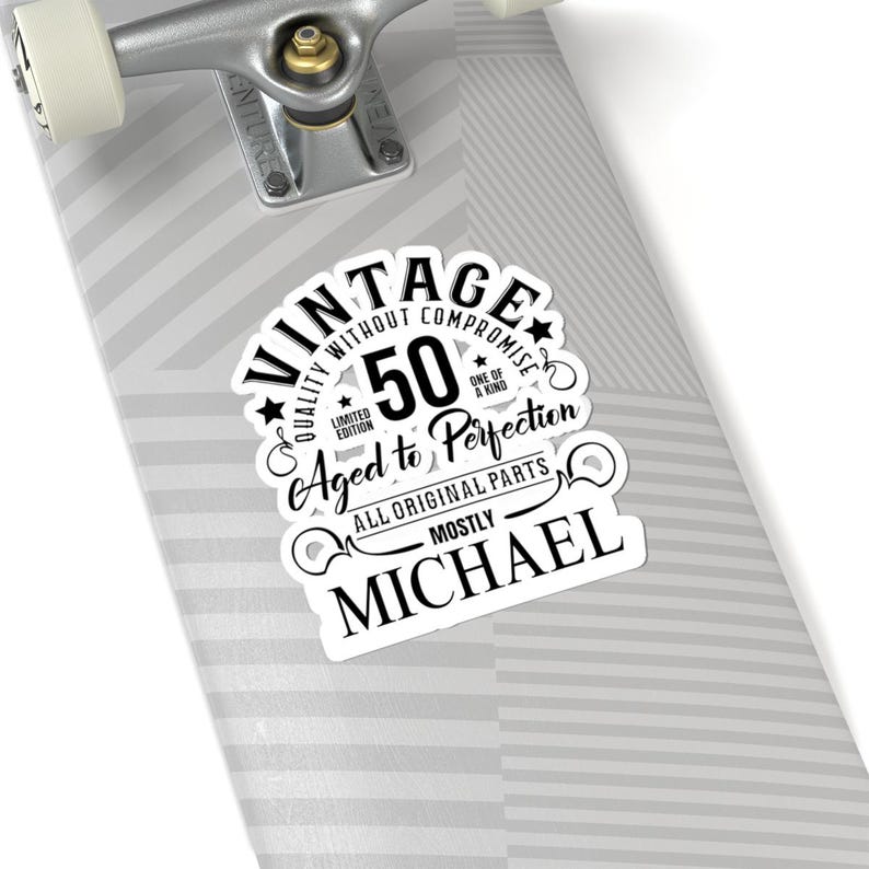 Personalized Vintage 50th Birthday Sticker | Custom Aged to Perfection ...