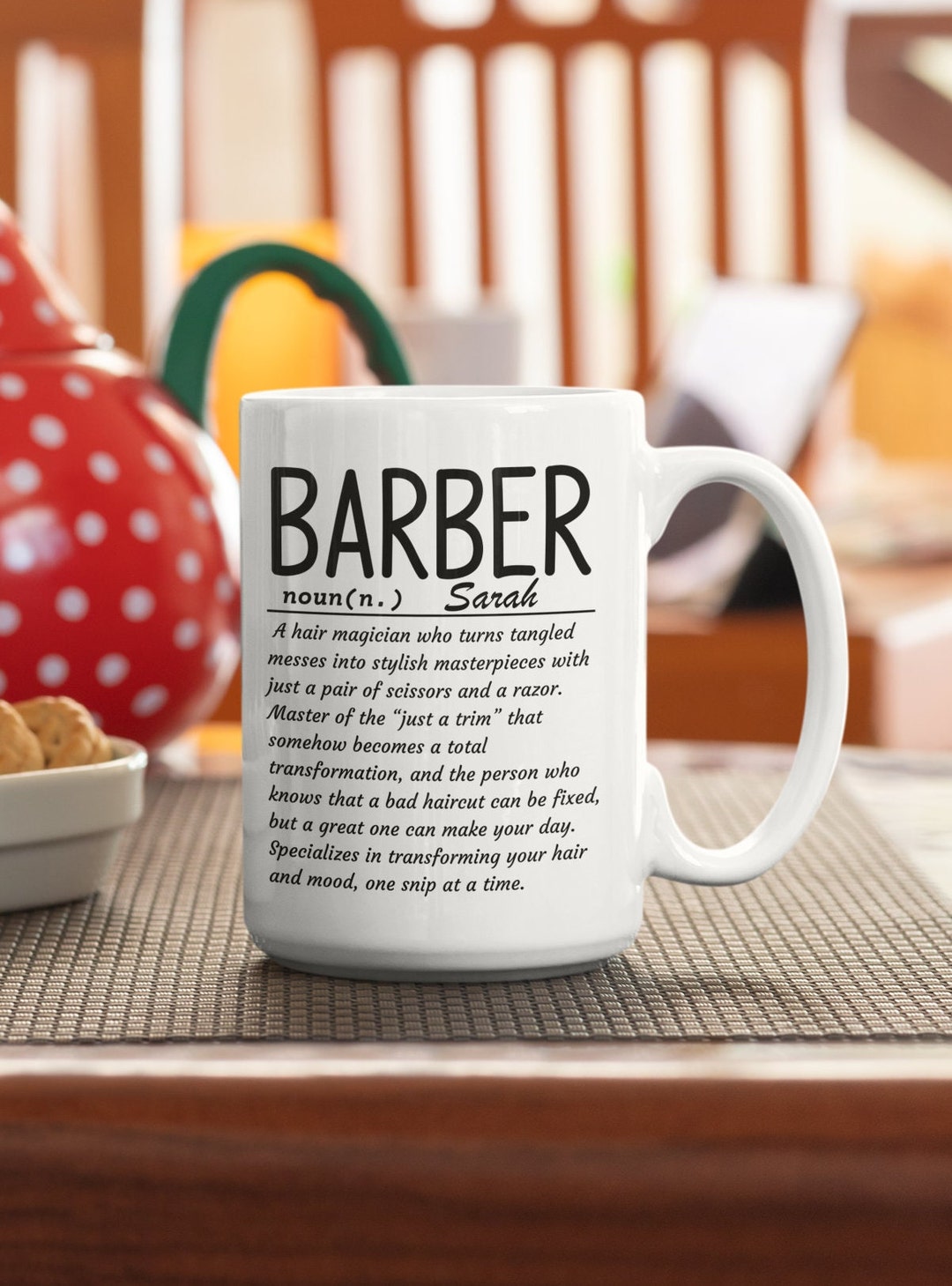 Barber Mug, Custom Barber Coffee Cup, Funny Barber Gift, Personalized ...
