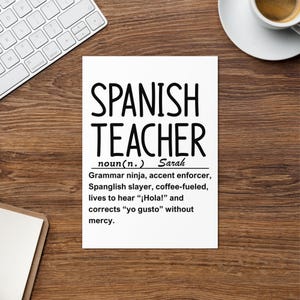 Spanish Teacher Card, Teacher Gift Idea, Gracias Teacher Gift, Gift for ...