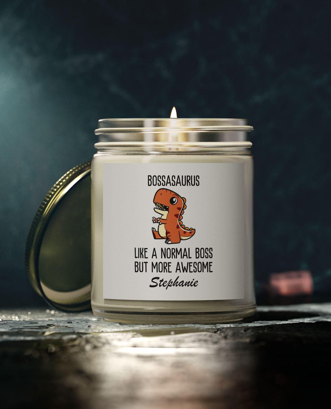 Scented Candles, Custom Bossasaurus Candle, Coconut Apricot Wax 4oz ...
