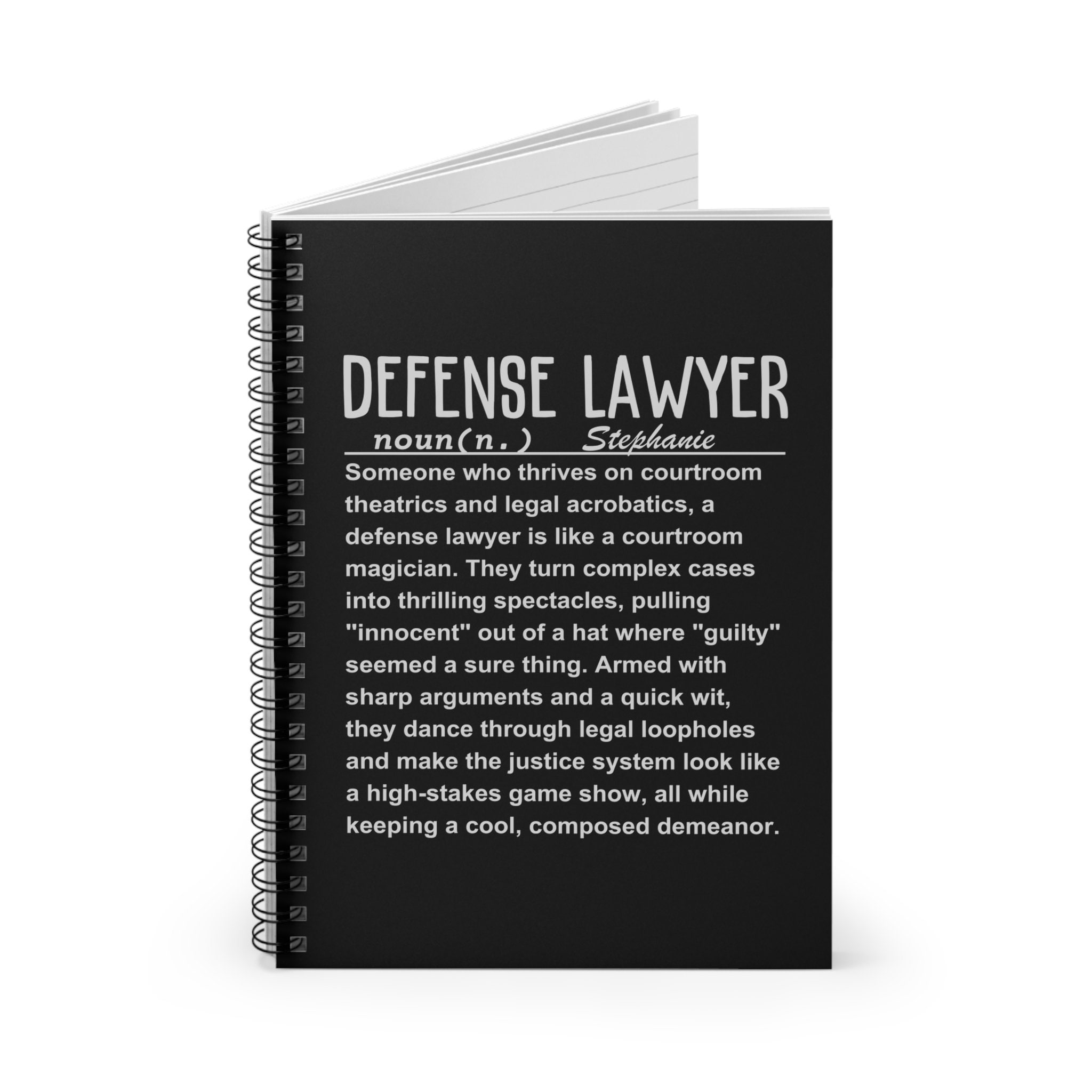Defense Lawyer Definition Spiral Notebook: Law Student Gift - Etsy