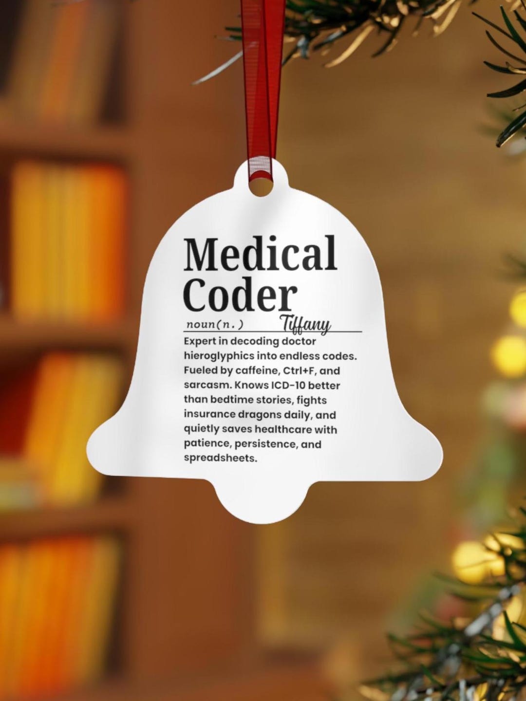 Medical Coder Definition Bell Metal Ornament | Personalized Name Option ...