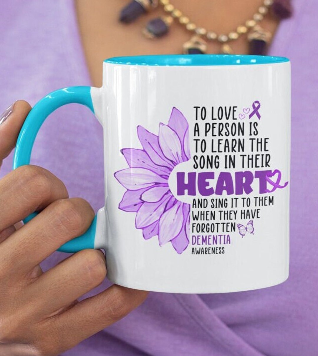 Dementia Awareness, Purple Flower Dementia Mug, Alzheimer's Awareness ...