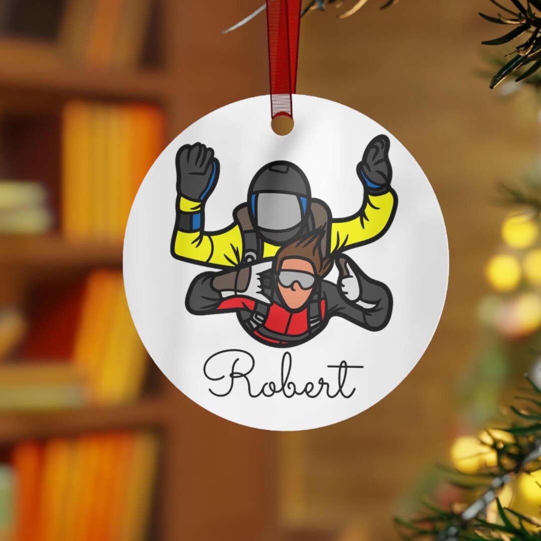 Skydiving Couple Ornament | Personalized Name Metal Ornament - Etsy