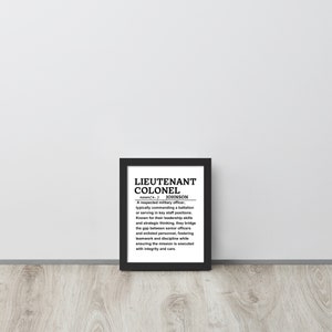 Lieutenant Colonel, Military Art, Framed Poster, Military Decor, Army ...