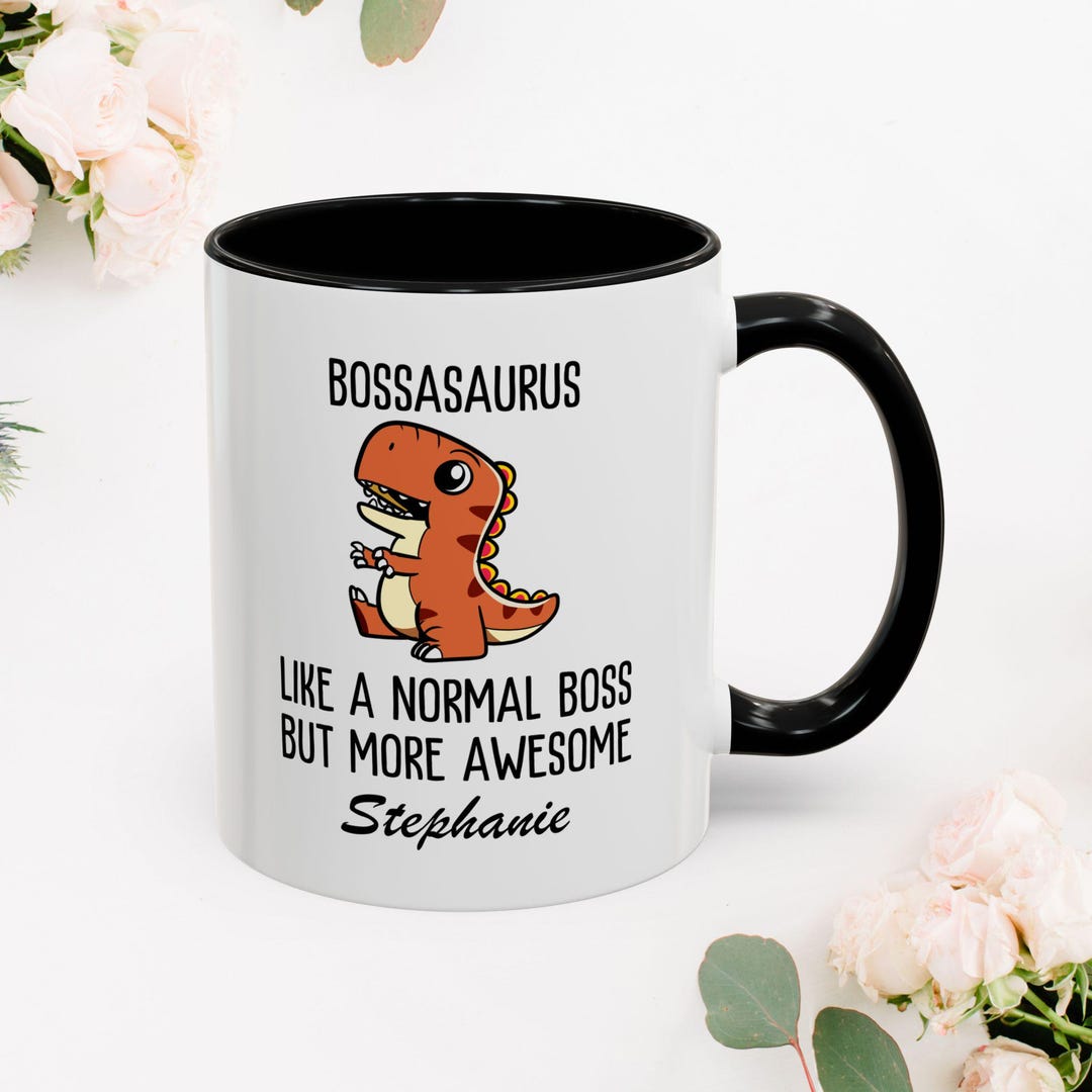 Dinosaur Coffee Mug, Cute Bossasaurus Mug, Funny Tea Cup, Unique Gift ...