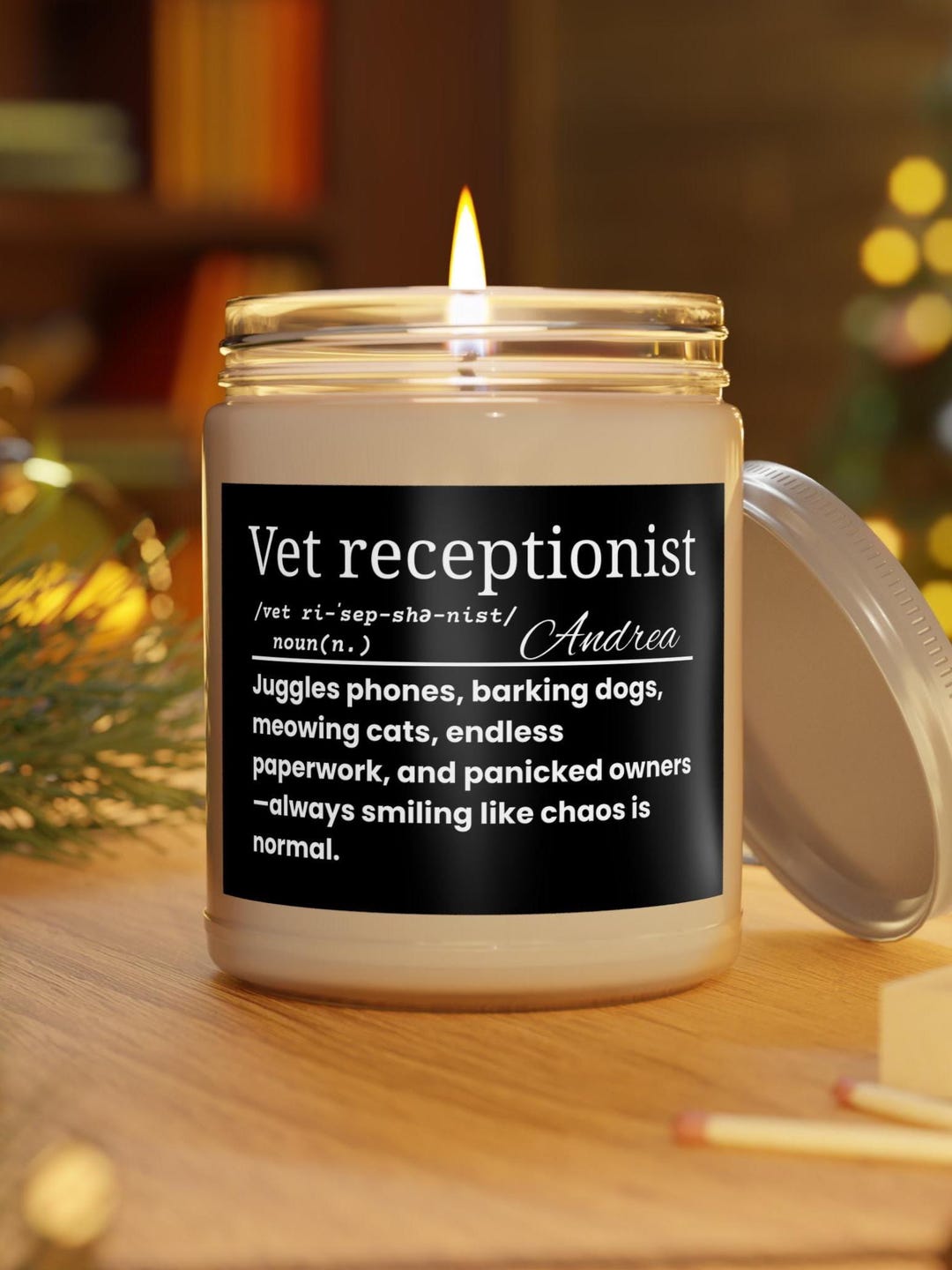 Vet Receptionist Candle, Custom Veterinary Gift, Animal Clinic Staff ...