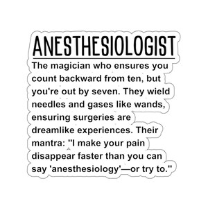 Anesthesiologist, Medical Stickers, Doctor Gift, Anesthesia Art ...