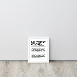 Lieutenant Colonel, Military Art, Framed Poster, Military Decor, Army ...