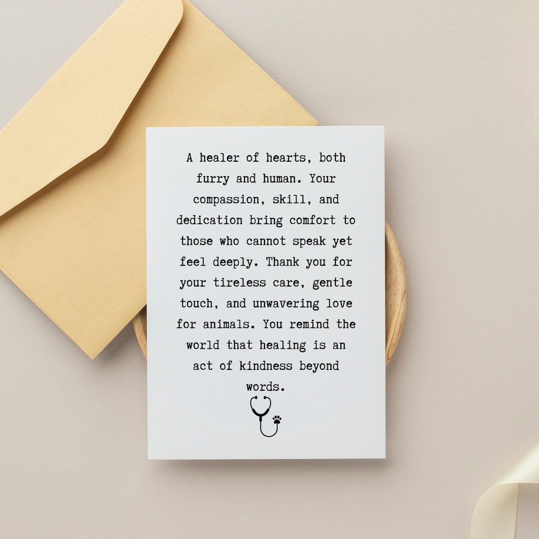 Vet Card, Animal Doctor, Pet Lover Card, Vet Gift, Animal Care Card - Etsy