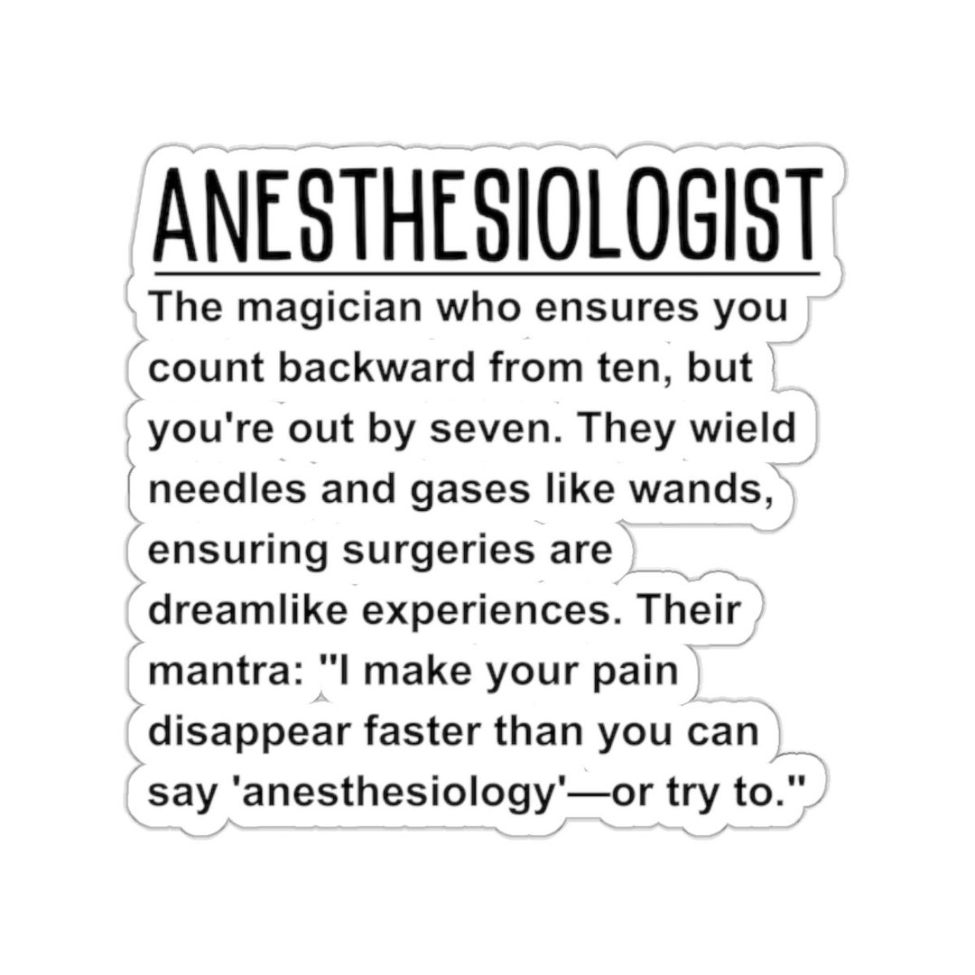 Anesthesiologist, Medical Stickers, Doctor Gift, Anesthesia Art ...